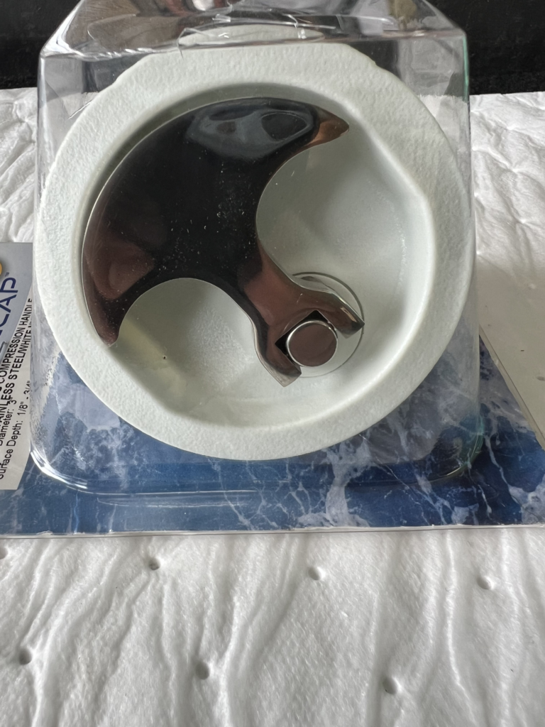 Hatch Handle SS/Wht Non-Locking - Marine Trading Post